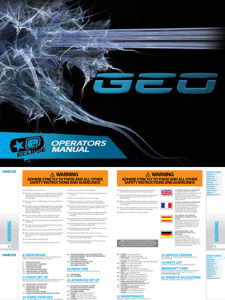 Eclipse Geo User Manual: Safety Guidelines | PDF | Gun Barrel | Menu ...