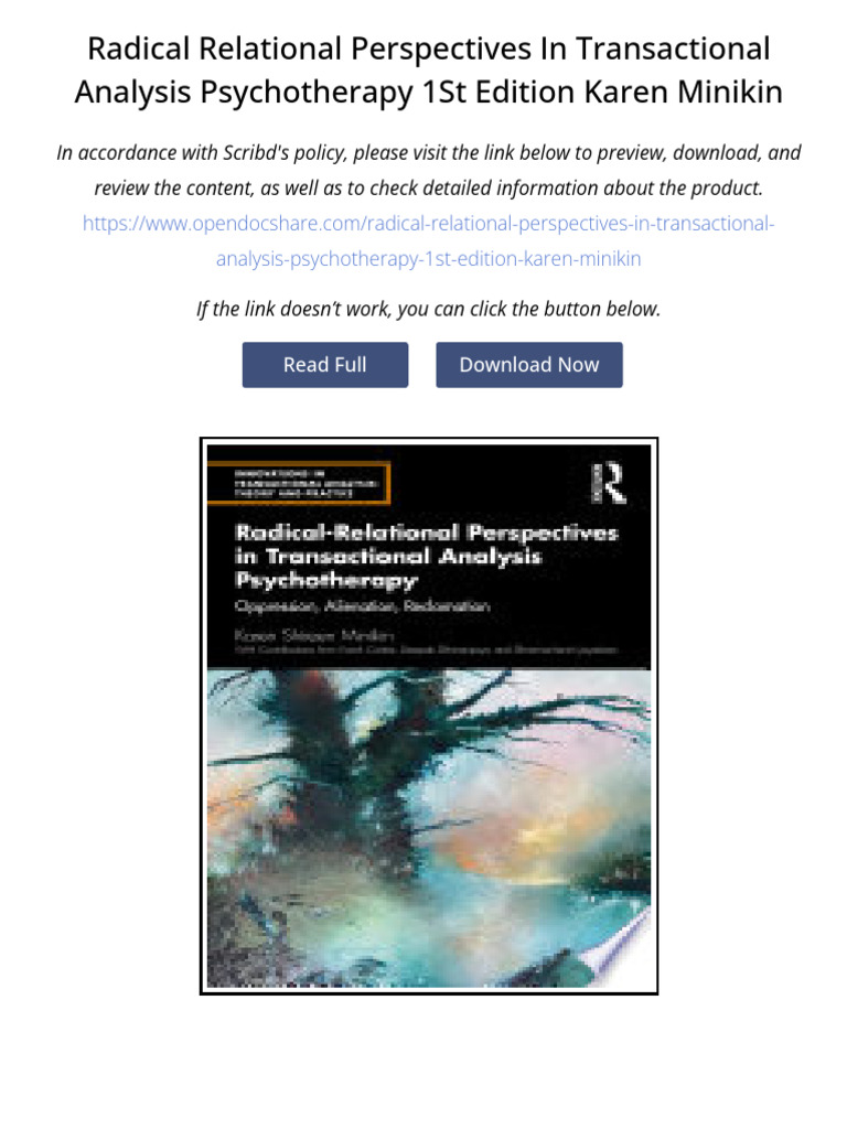 Radical Relational Perspectives in Transactional Analysis Psychotherapy ...