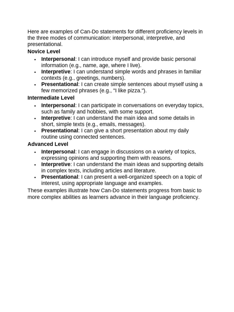 Can Do.statements | PDF