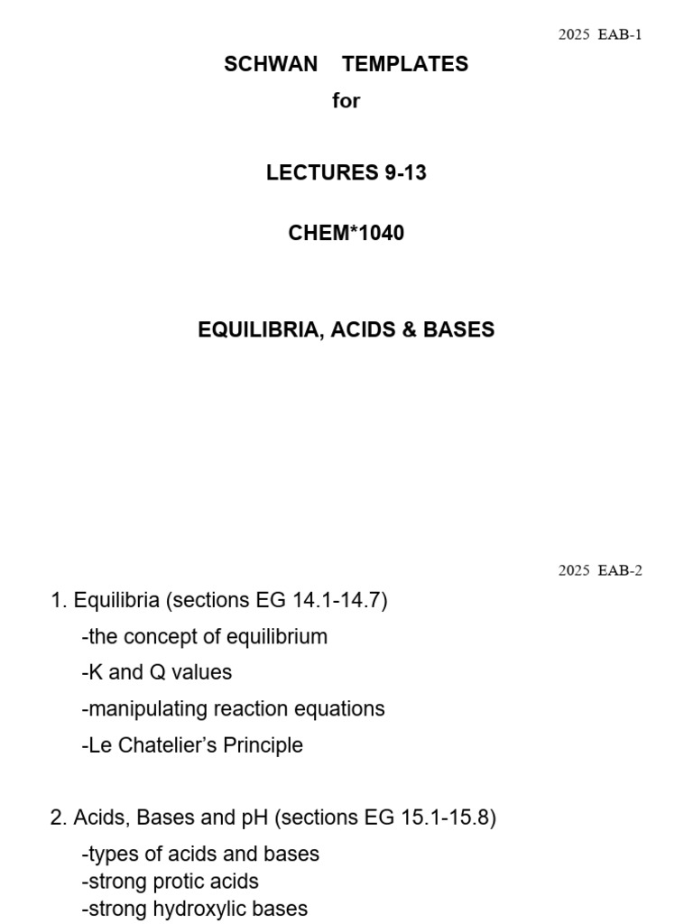 Equilibria Acids and Bases F2025 Templates PDF | PDF | Hydroxide ...