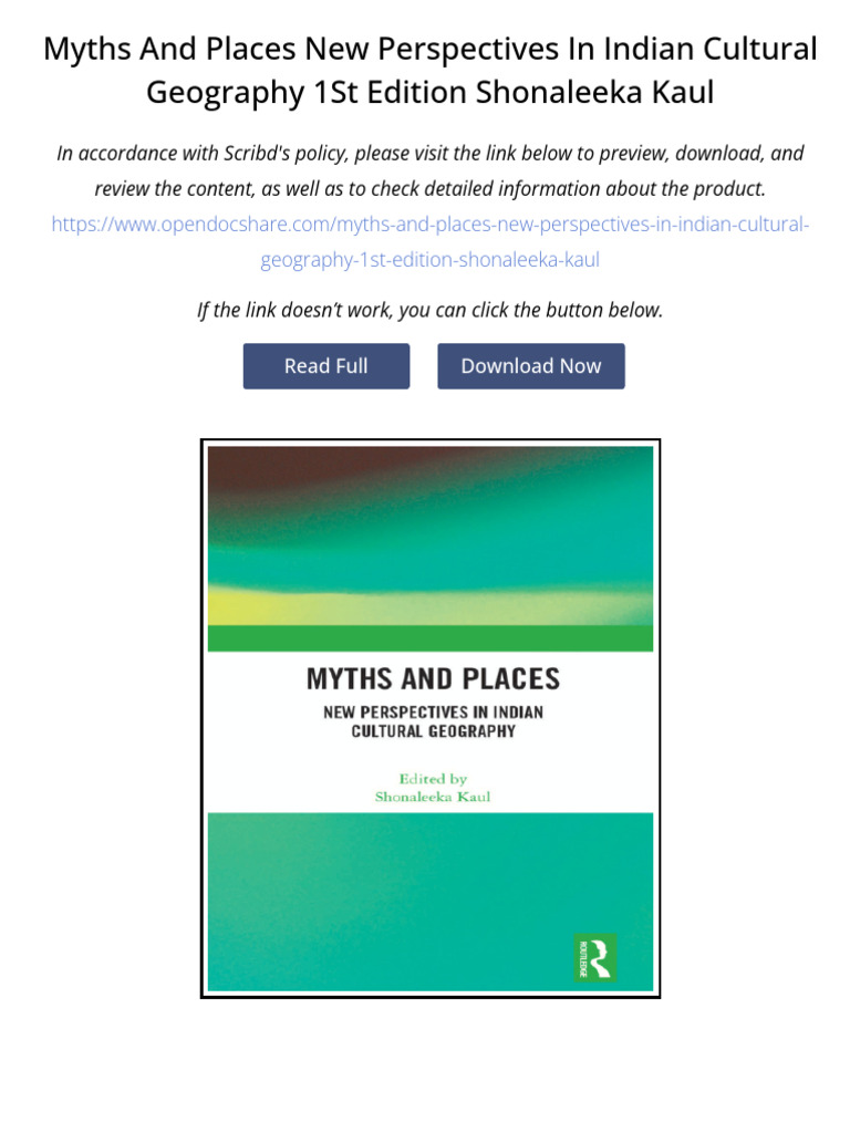 Myths and Places New Perspectives in Indian Cultural Geography 1st ...