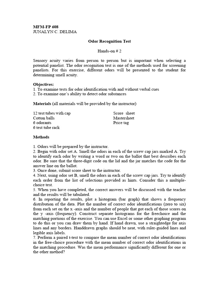 LAB 2 | PDF | Odor | Cognitive Science