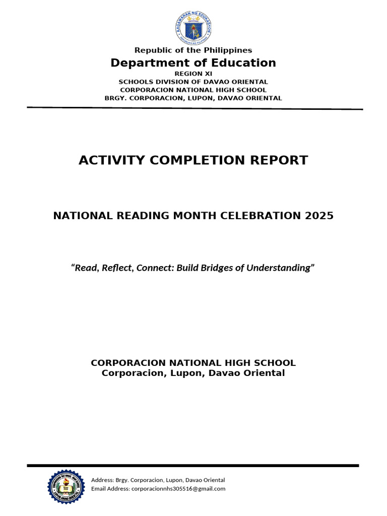 CNHS Reading Month 2024 2025 | PDF | Learning