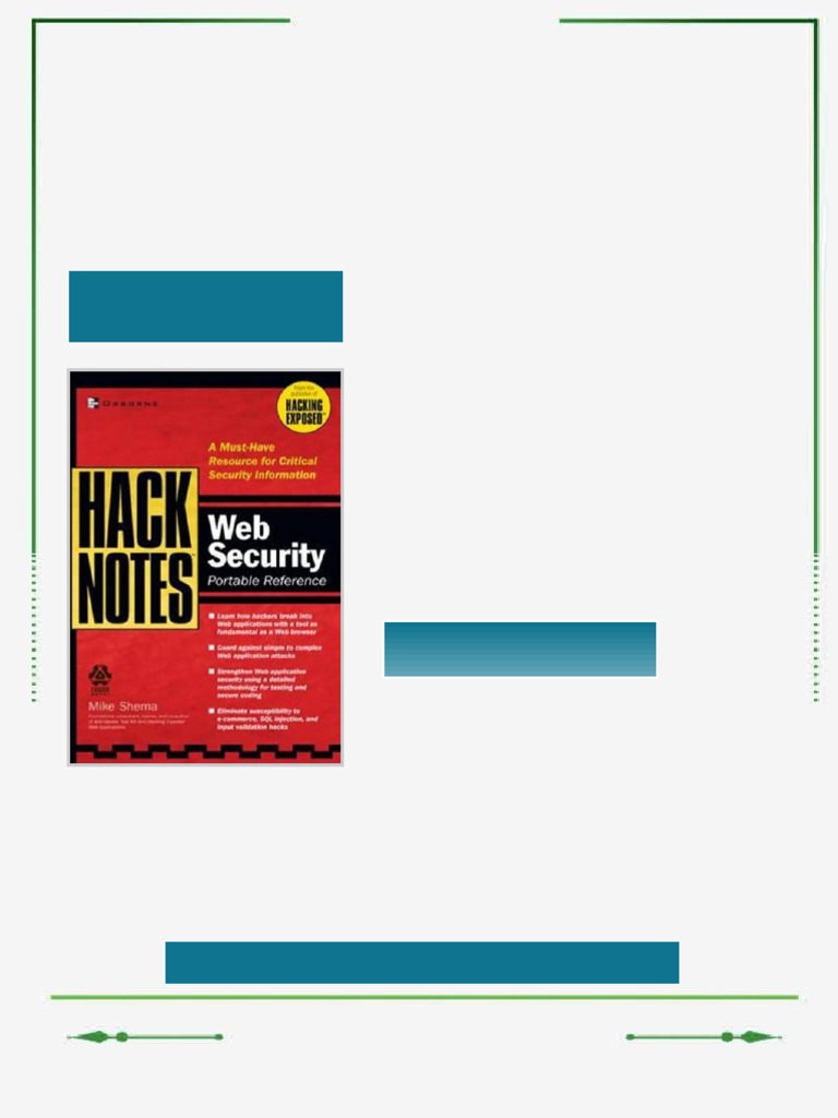 Hacknotes web security portable reference 1st Edition Mike Shema ebook ...