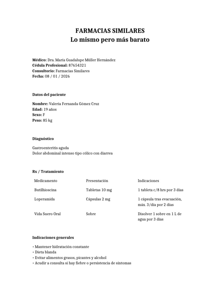 Receta Medica Farmacias Similares Sello Grande-2 | PDF