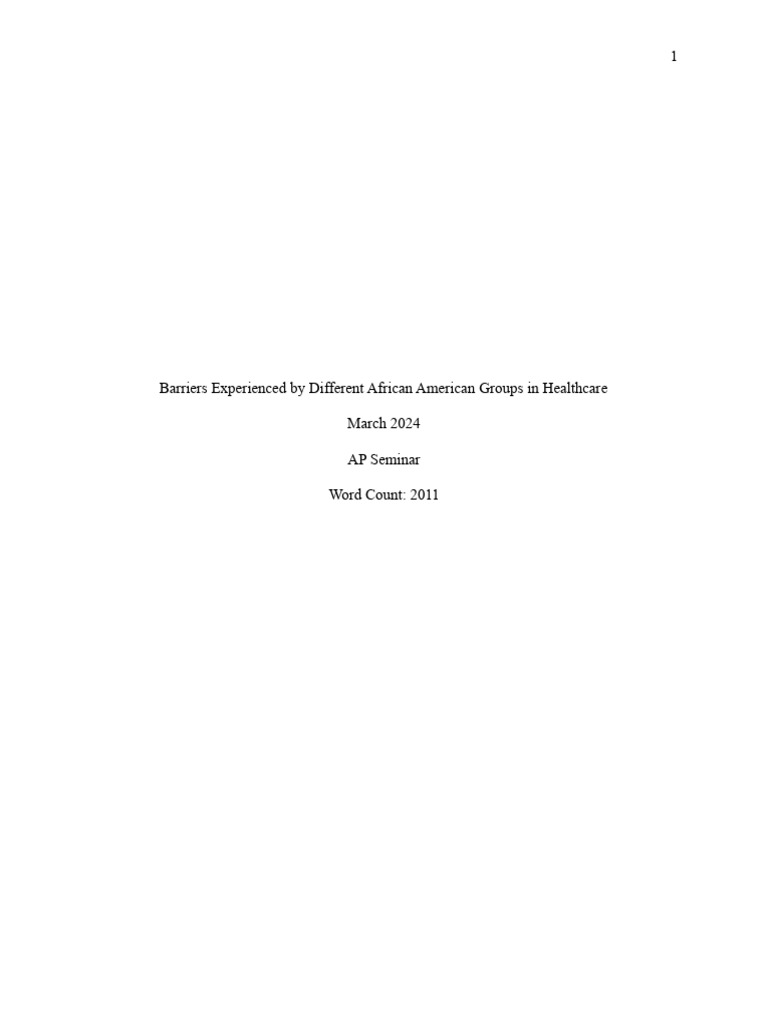 Barriers Experienced by Different African American Groups in Healthcare ...