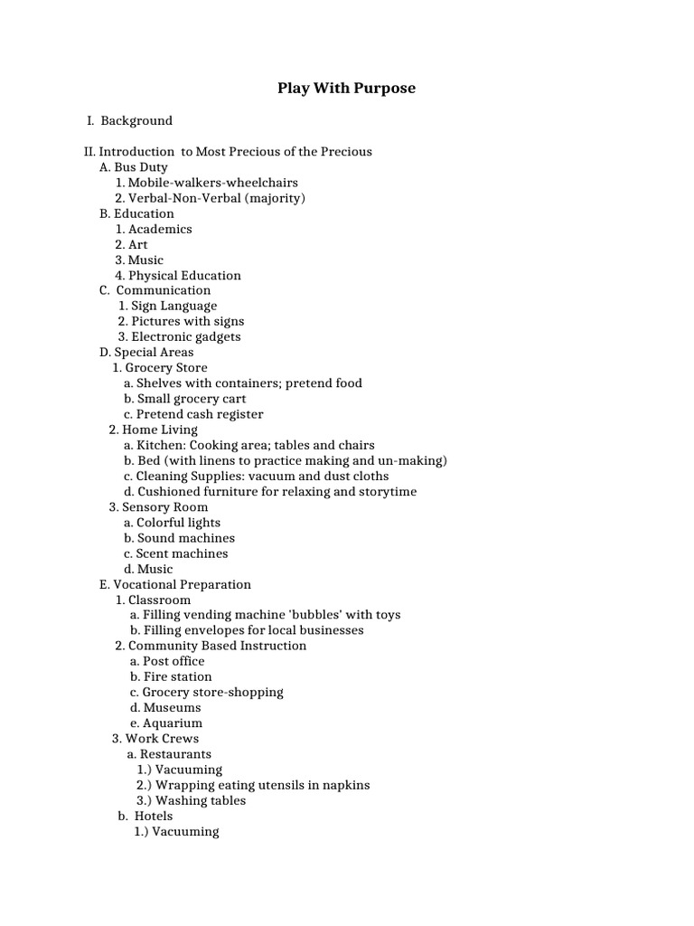 Play With Purpose Outline-3 | PDF