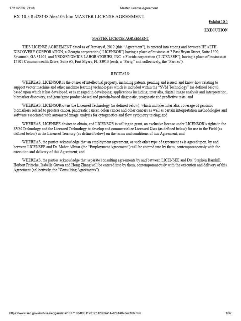 Master License Agreement | PDF | License | Royalty Payment