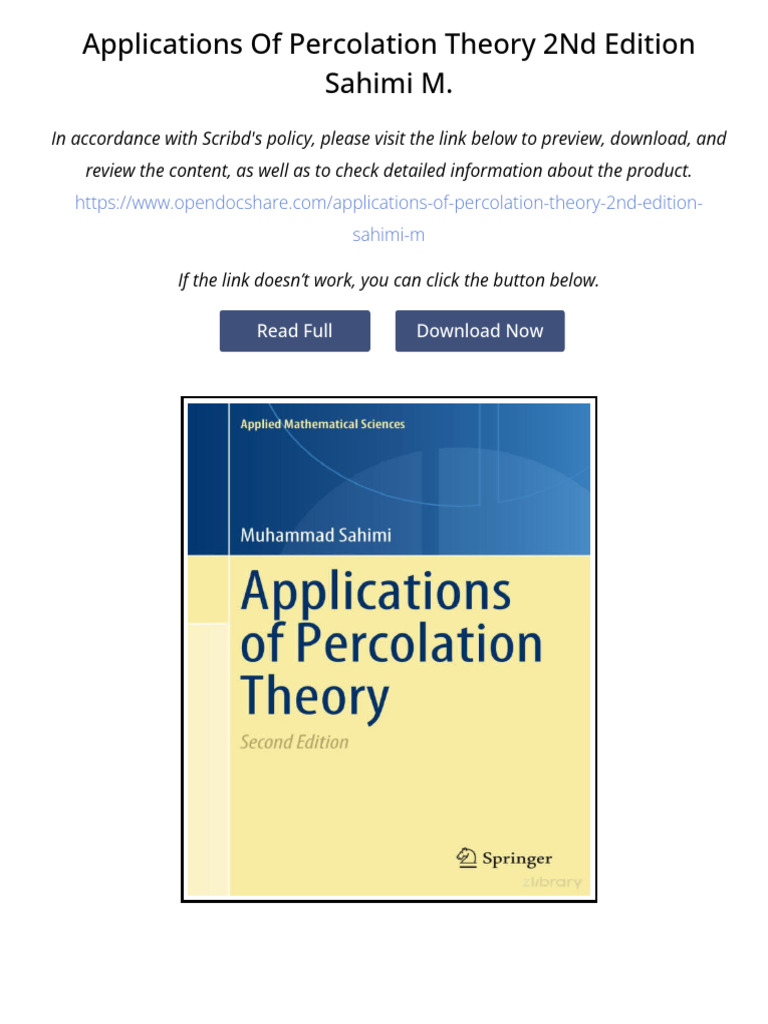 Applications of Percolation Theory 2nd Edition Sahimi M. | PDF | Gel ...