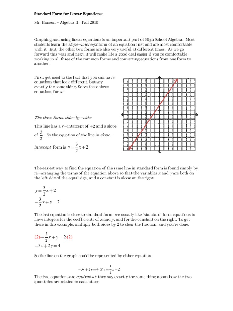 Standard Form of Linear Equations | PDF | Equations | Mathematical Analysis