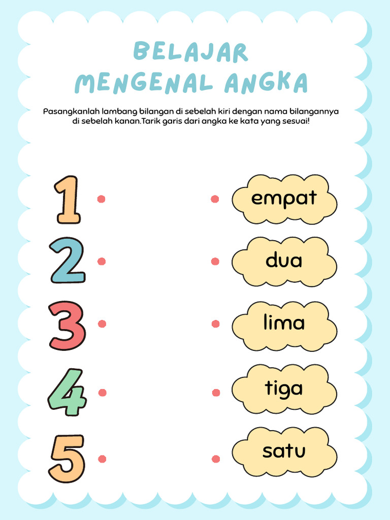 Belajar Mengenal Angka Lembar Kerja Borui Kuning Minimalis | PDF
