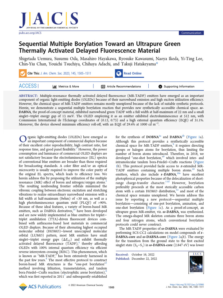 Sequential Multiple Borylation Toward an Ultrapure Green Thermally ...