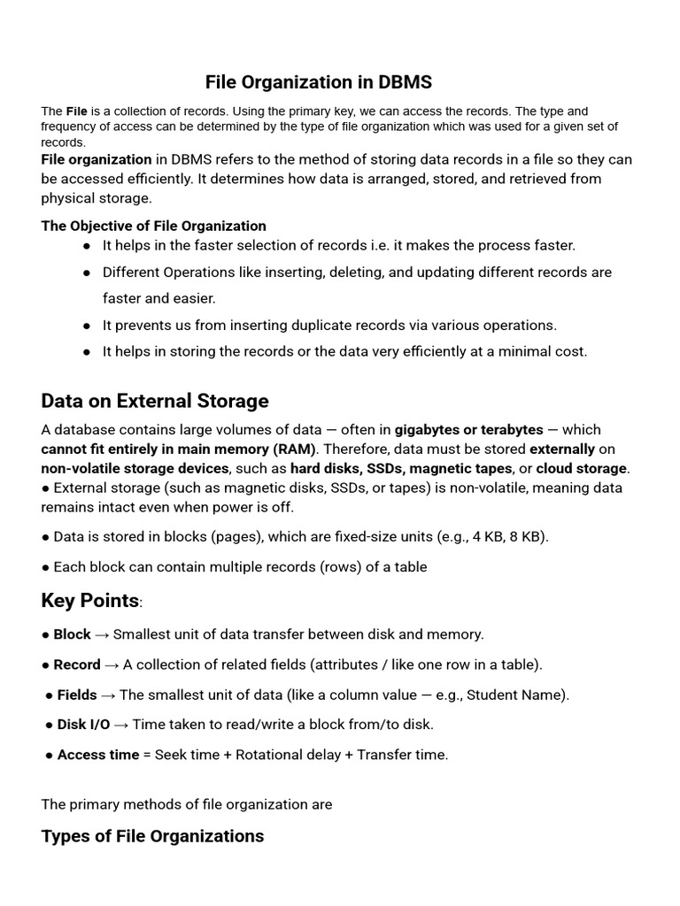 File Organization Methods in DBMS | PDF | Database Index | Databases
