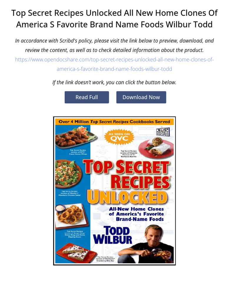 Top Secret Recipes Unlocked All New Home Clones of America s Favorite ...