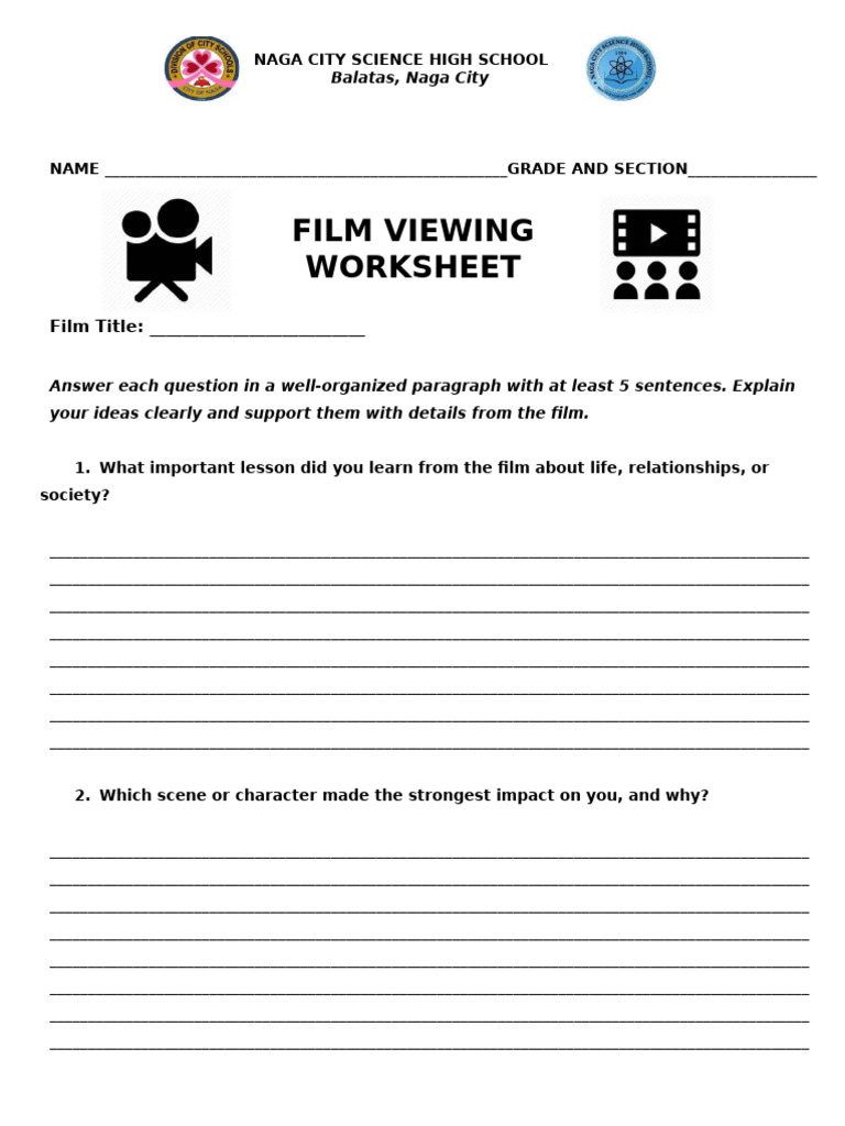 Film Viewing Worksheet | PDF