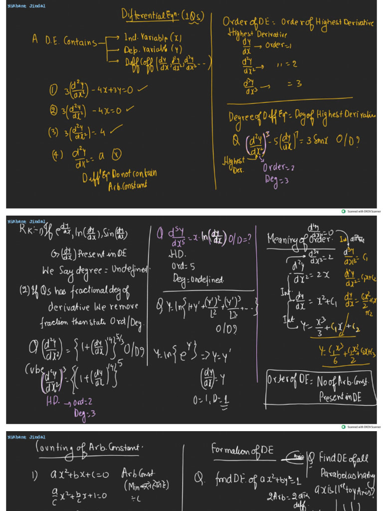 Differential Equation L-01 (Class Notes) NJ - 247 | PDF