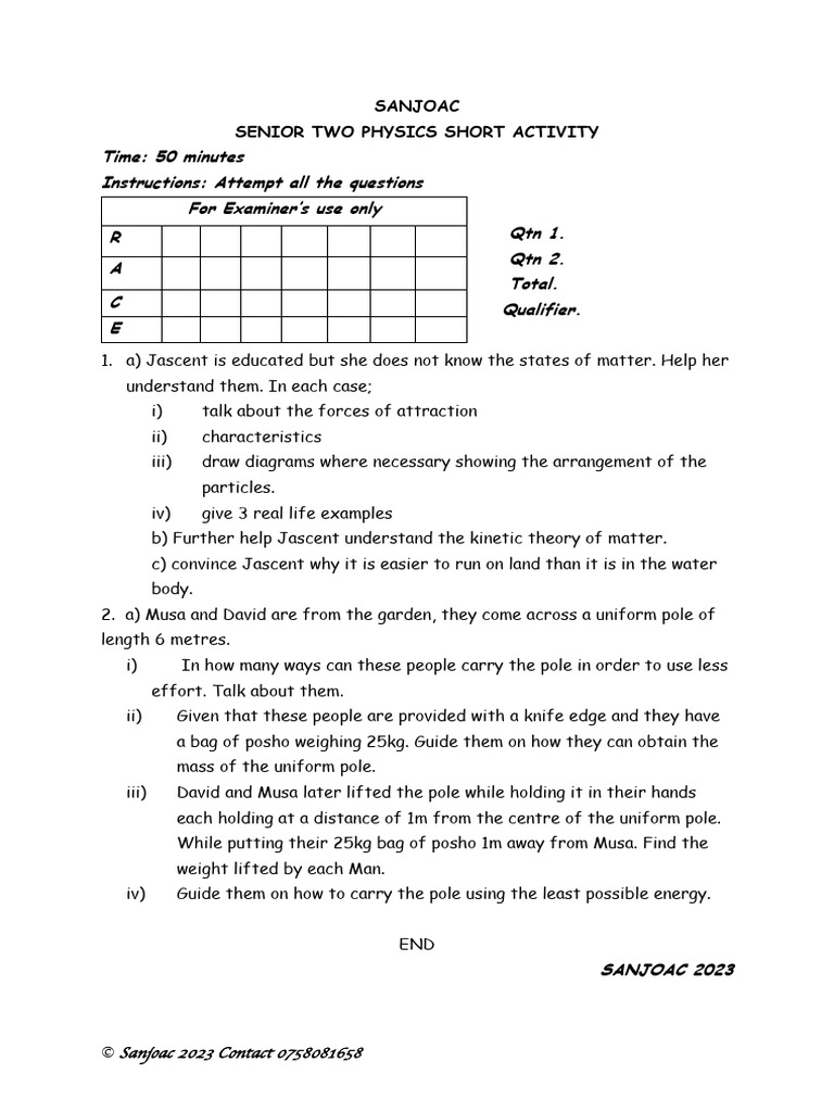 s.2 Short Test by Sanjoac | PDF