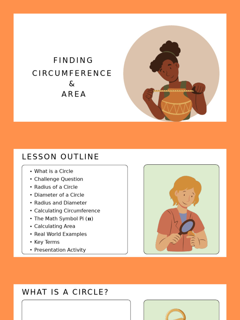 Area and Circumference of Circles Math Presentation in Orange and Green ...