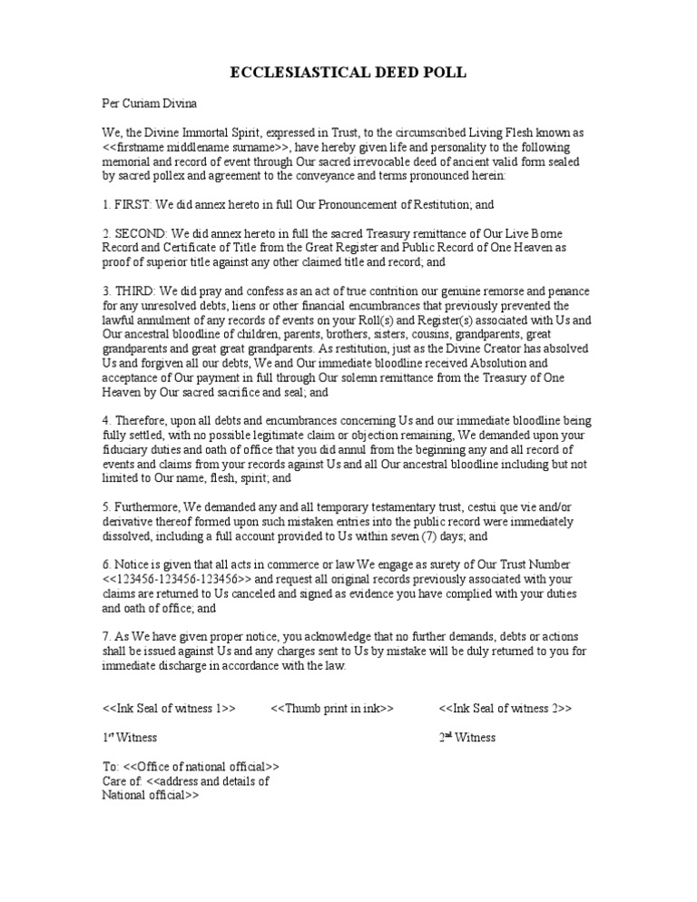 Ecclesiastical Deed Poll | PDF | Deed | Oath Of Office