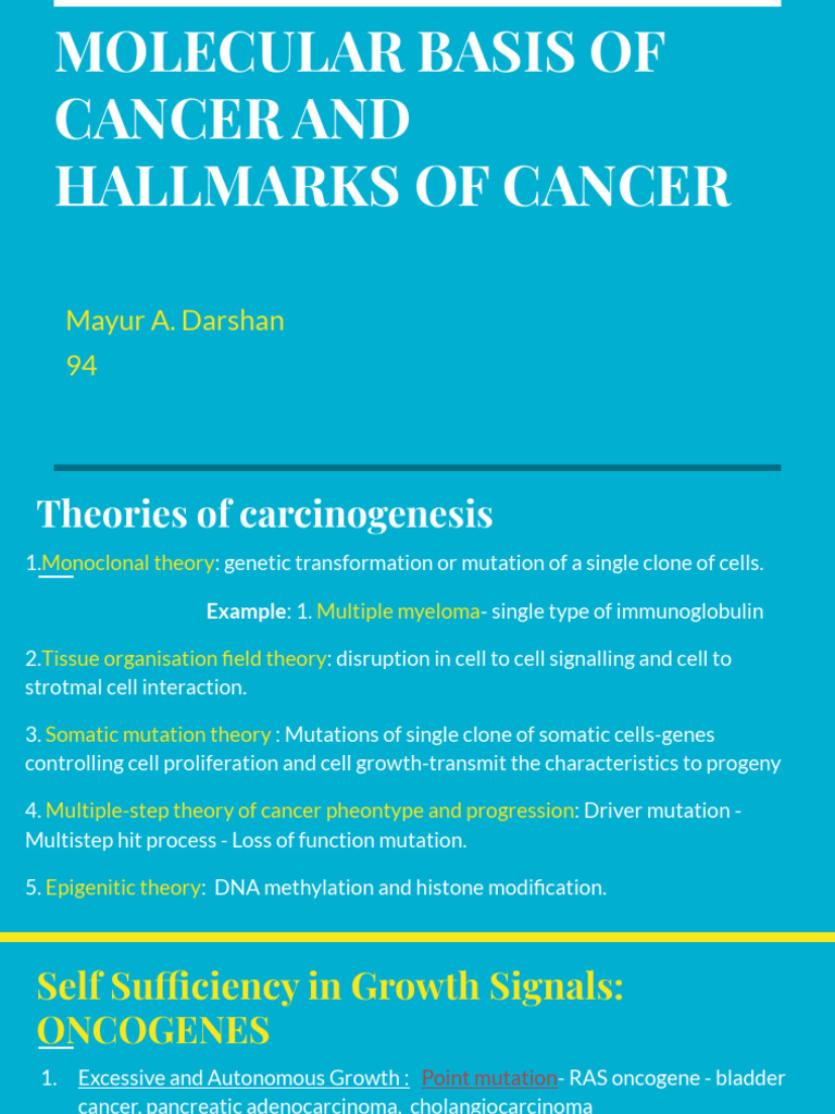 Molecular Basis of Cancer and Hallmarks of Cancer.pptx | PDF | Cell ...