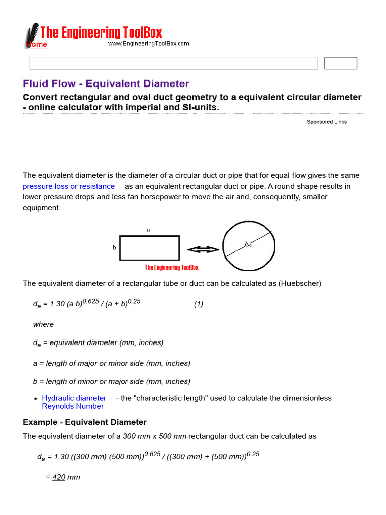 Equivalent Diameter | PDF | Fluid Mechanics | Applied And ...