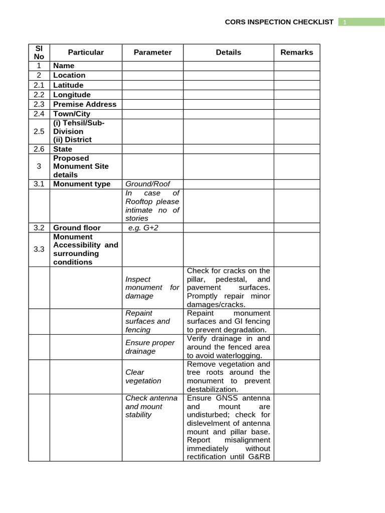 CORS SITE INSPECTION PROFORMA | PDF | Alternating Current ...