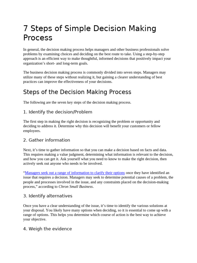 7 Steps for Effective Decision Making | PDF | Decision Making | Information
