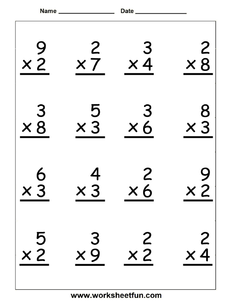 Vertical Multiplication Worksheet 1 | PDF