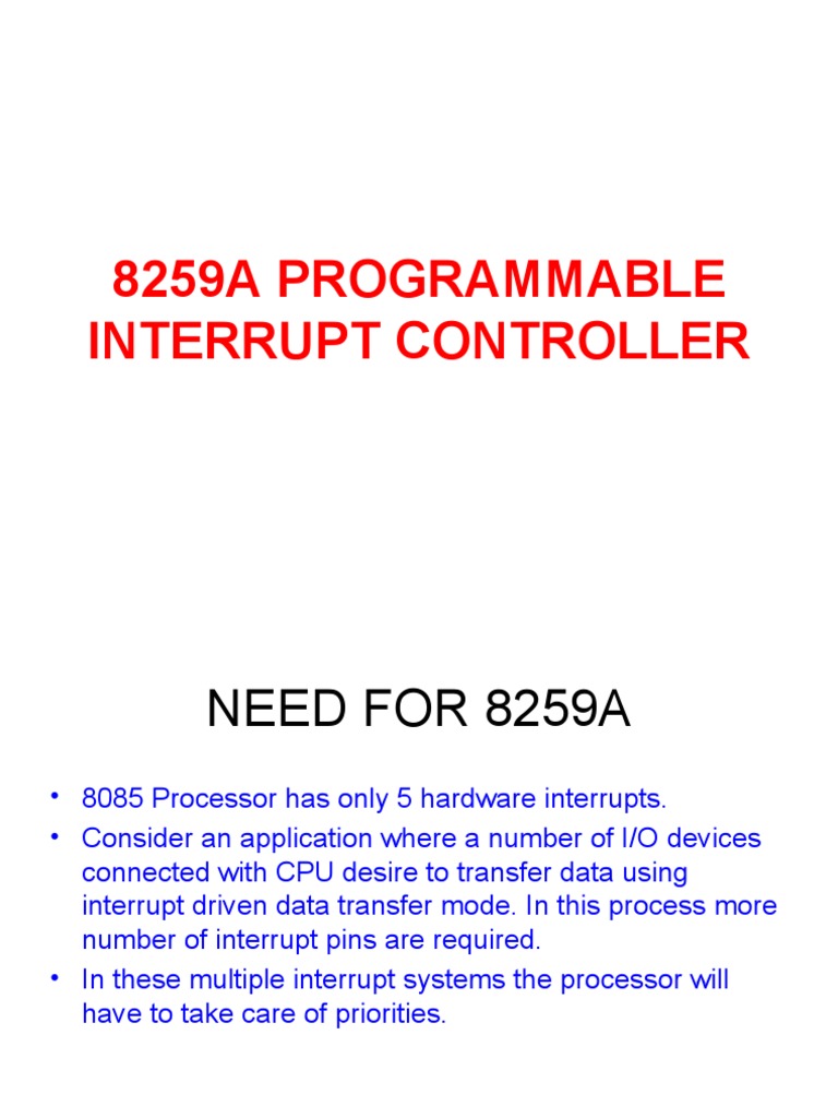 8259a Programmable Interrupt Controller 2 | PDF | Pic Microcontroller | Operating System Technology