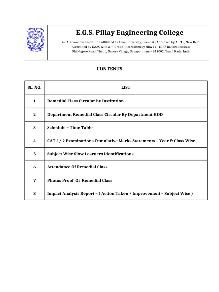 Remedial File Contents | PDF