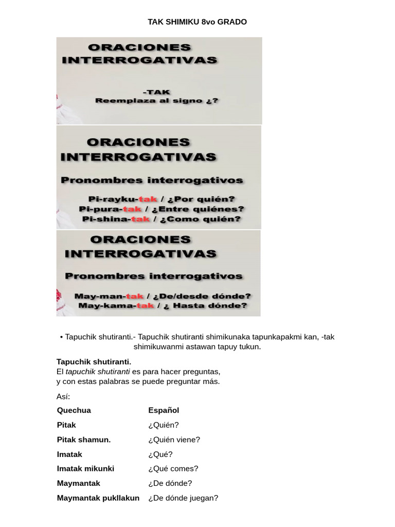 Tak Shimiku 8vo Grado | PDF | Lingüística | Comunicación humana
