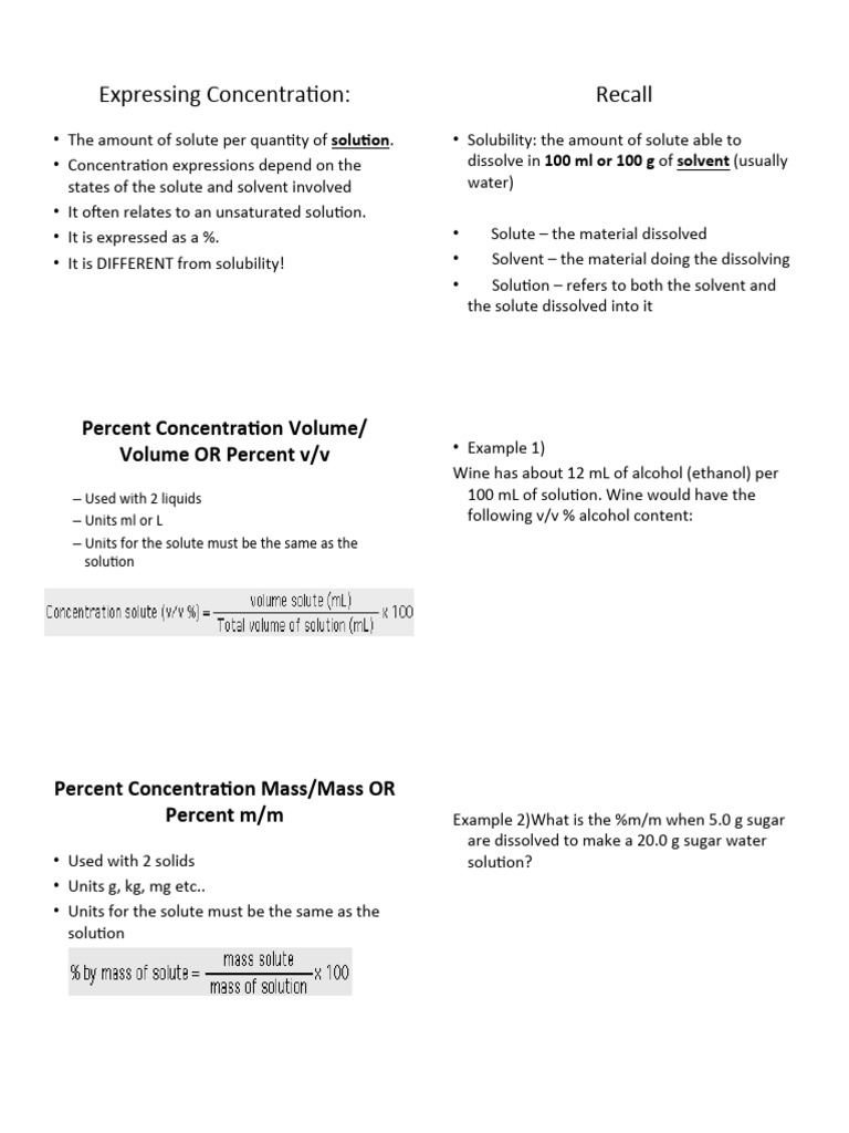 Understanding Concentration in Solutions | PDF | Parts Per Notation ...