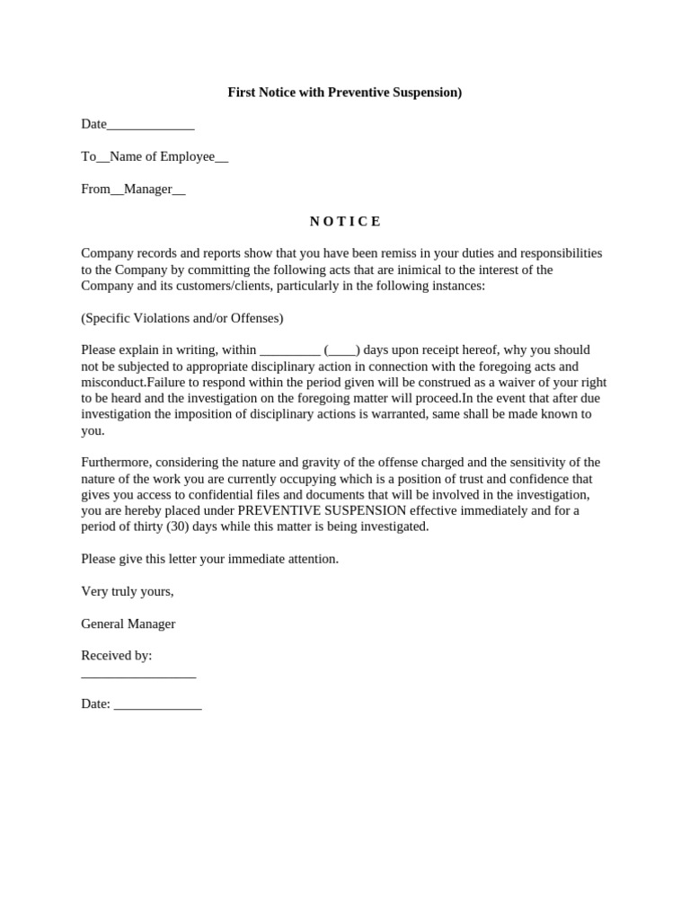 First Notice With Preventive Suspension | PDF