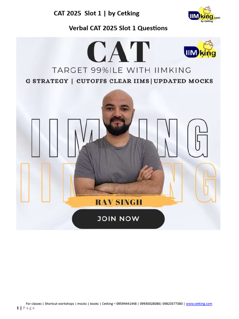 CAT 2025 Slot 1 Complete Question Paper PDF With Detailed Solutions by ...