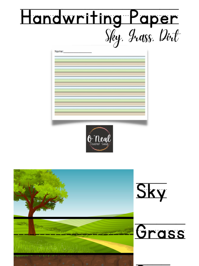 Handwriting Practice: Sky, Grass, Dirt | PDF