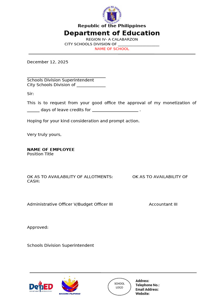 Leave Credit Monetization Request Form | PDF