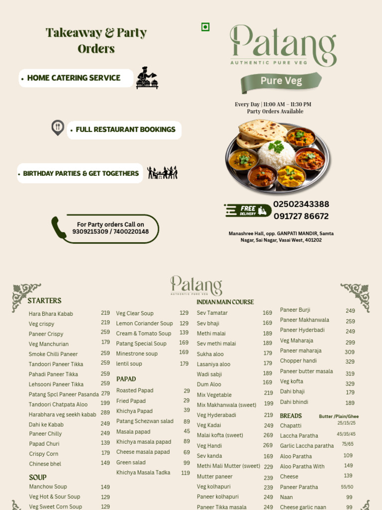 Patang New Menu (FINAL) (A4 (Landscape) ) | PDF | Western Cuisine ...