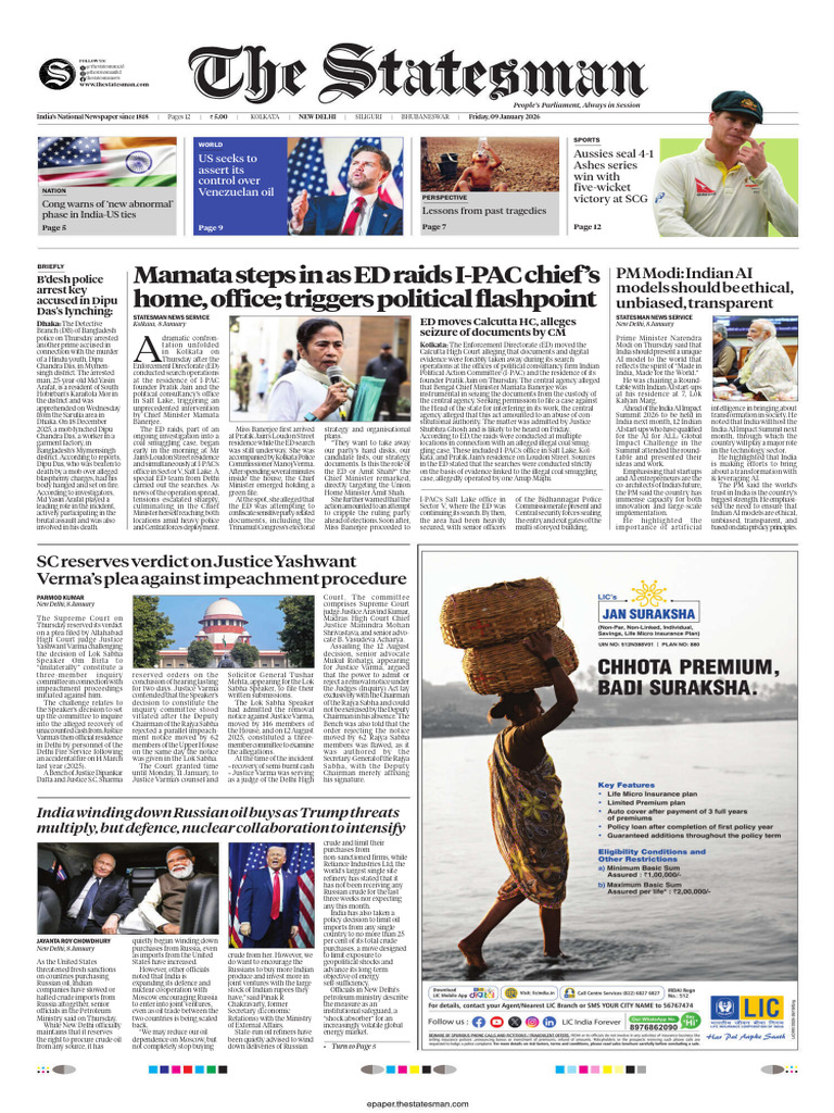 the-statesman-09-01-2026 | PDF | Petroleum