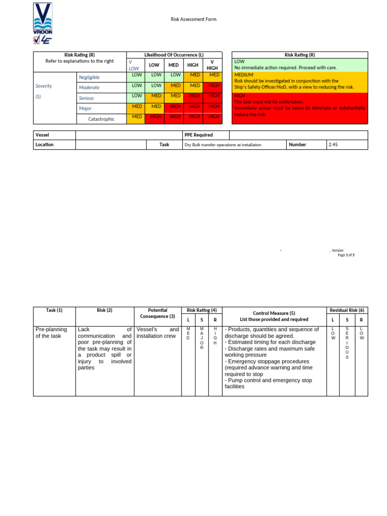 VOS - Risk Assessment - 2.45 - Dry Bulk Transfer Operations at ...