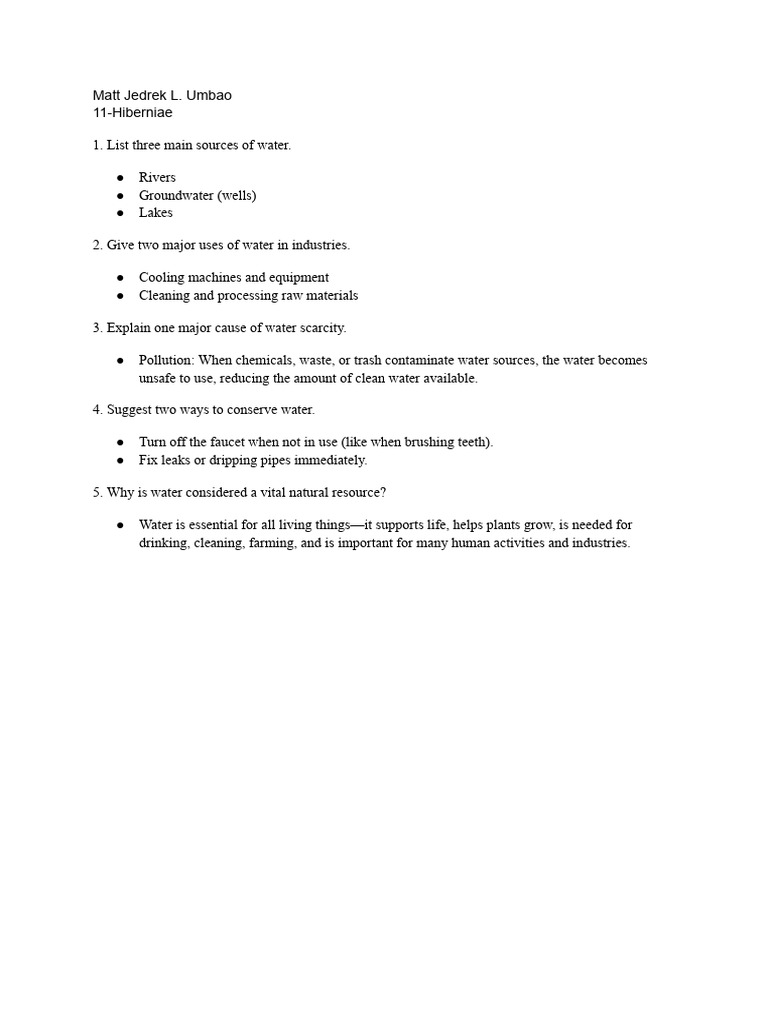 Umbao Water Sources | PDF