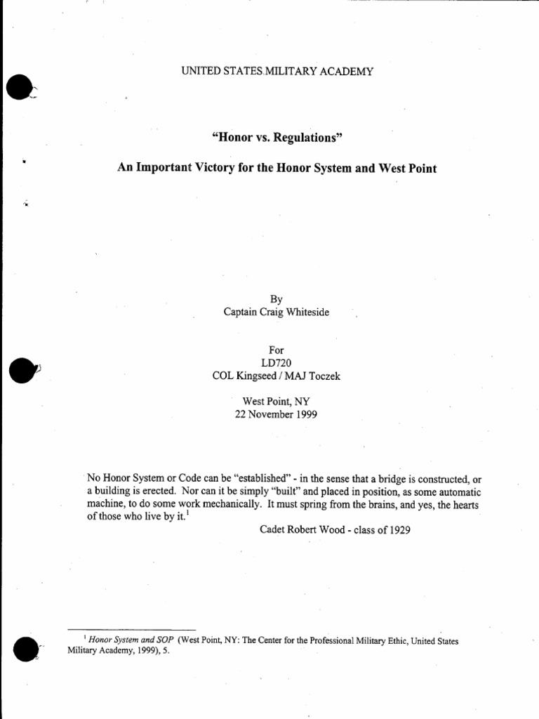 Honor Vs Regulations Victory Honor System | PDF | United States ...