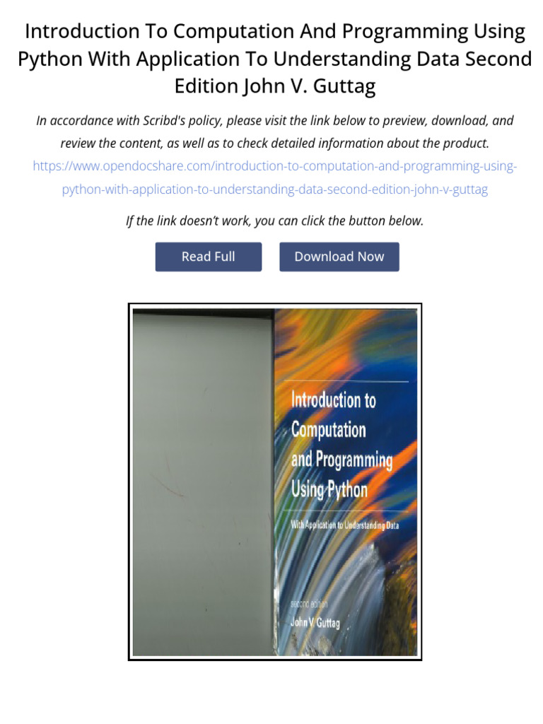 Introduction to Computation and Programming Using Python With ...