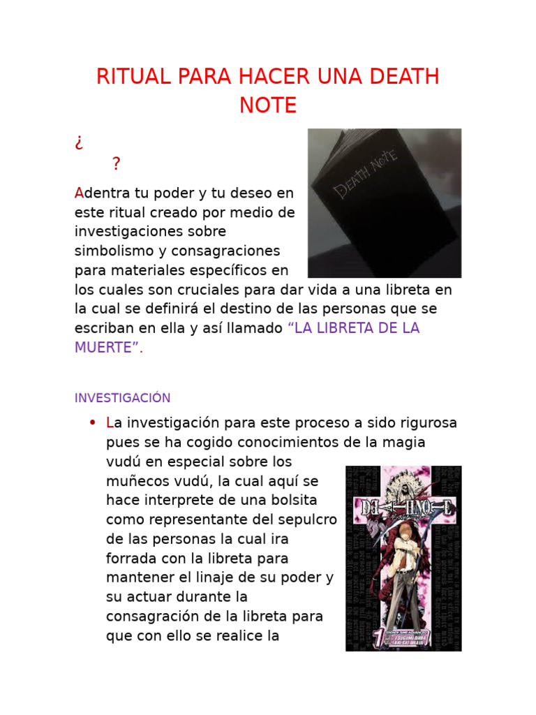 Ritual para crear una Death Note | PDF