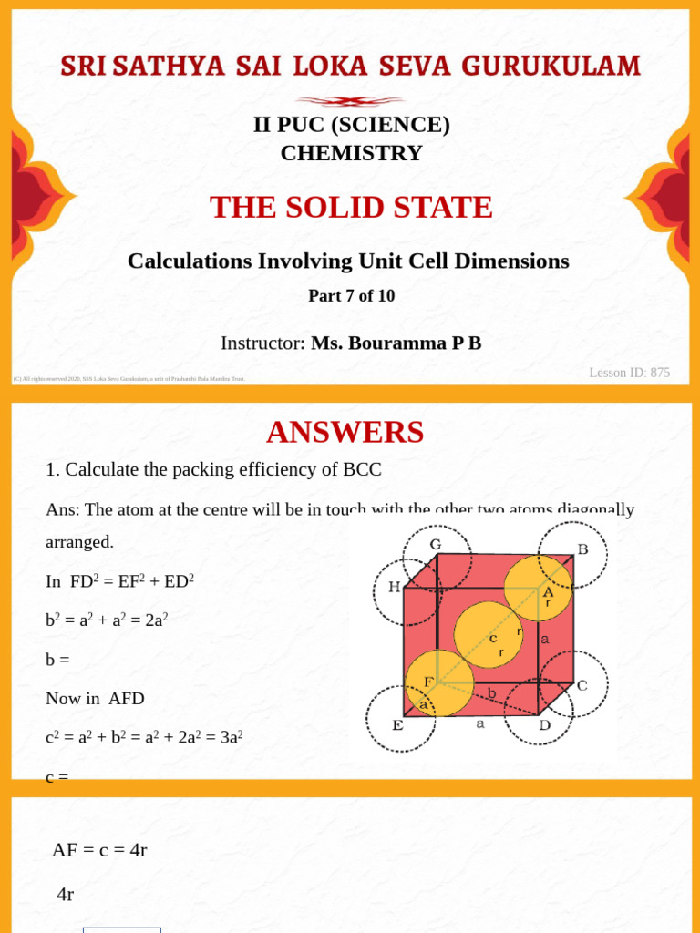 II_PUC_Chemistry_The_Solid_State_7_of_10 | PDF | Crystal Structure ...