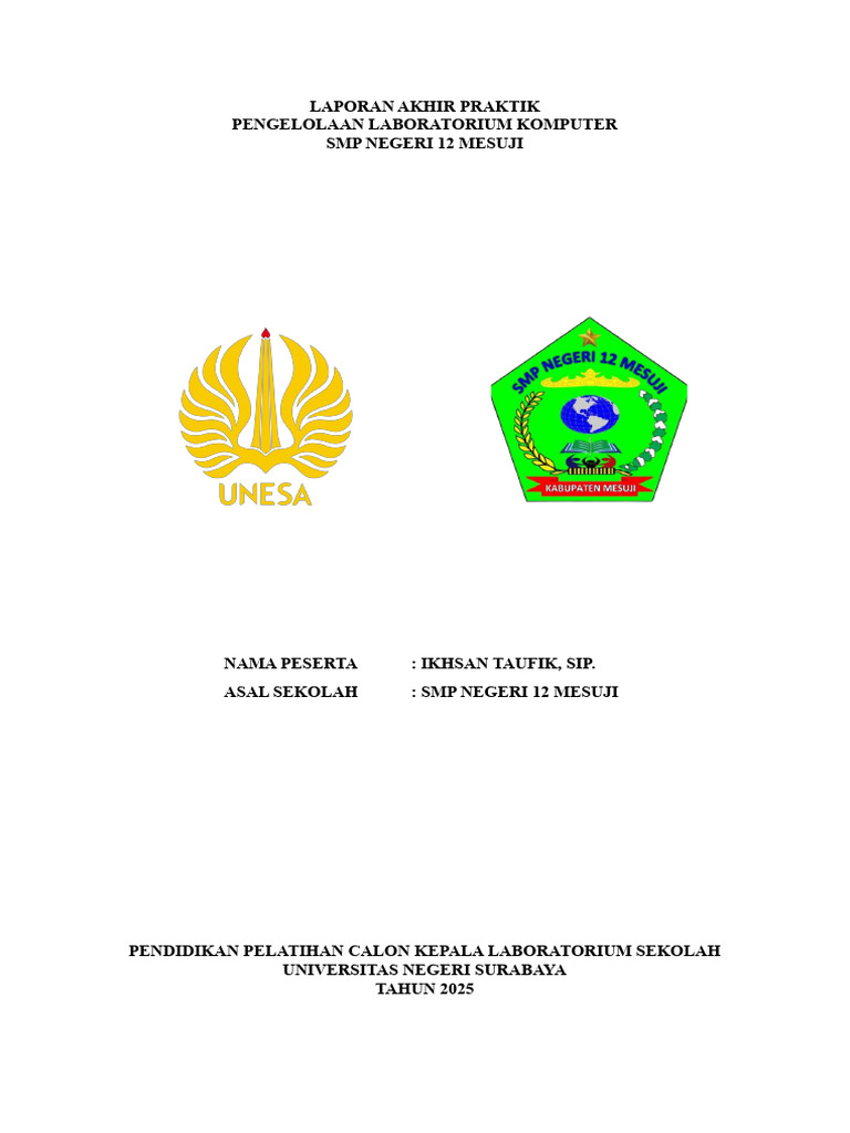 Laporan Kepala Laboratorium Komputer - Ikhsan Taufik | PDF