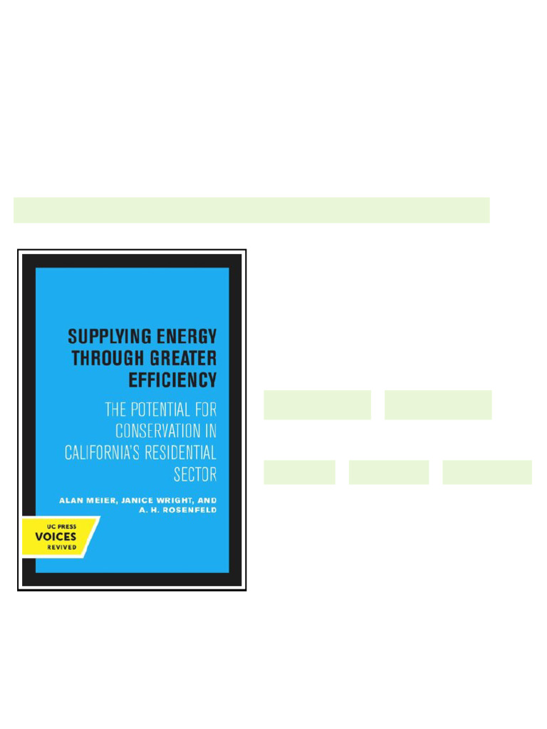 (Ebook) Supplying Energy through Greater Efficiency by Alan Meier ...
