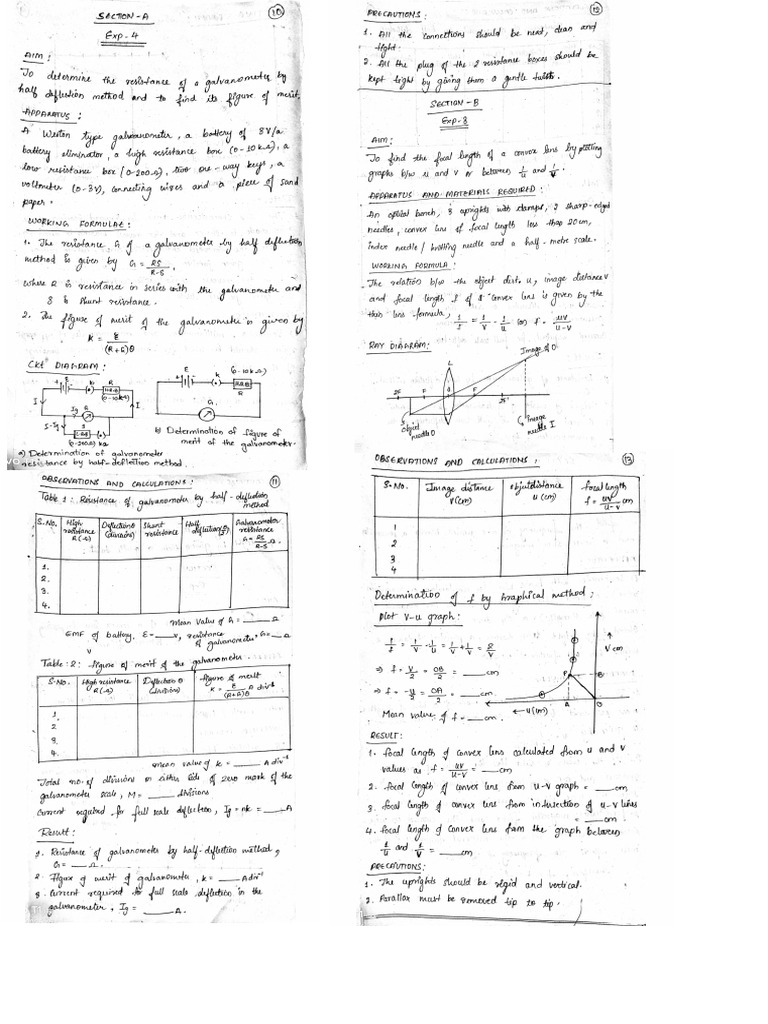 Physics Section - A Experiment 4 and Section - B Experiment 3 | PDF