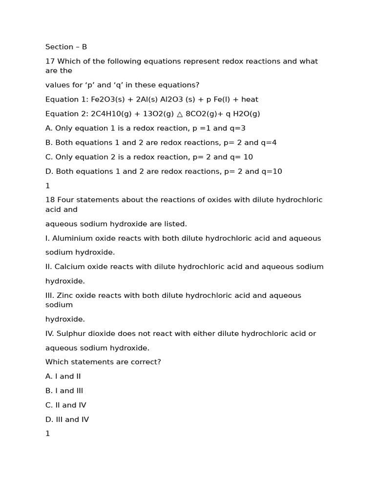 Chemistry Question Sample Paper Code 086 | PDF | Solubility | Hydroxide