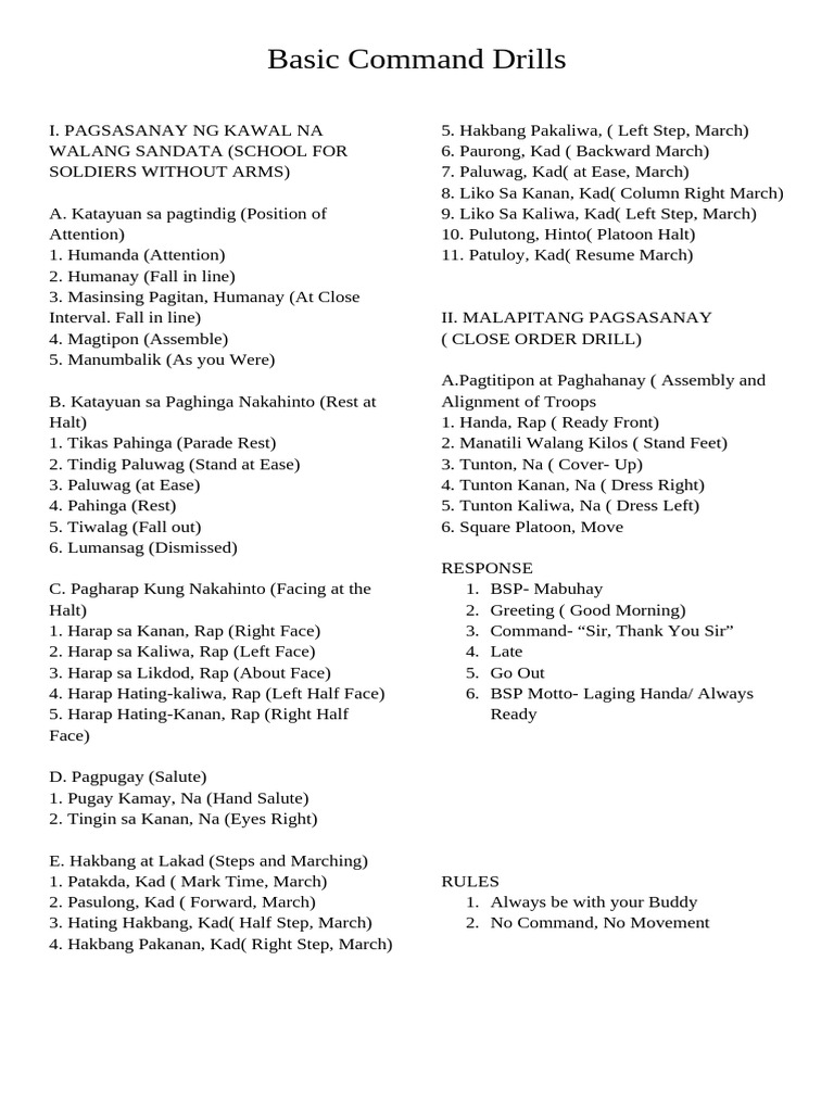 Basic Command Drills | PDF