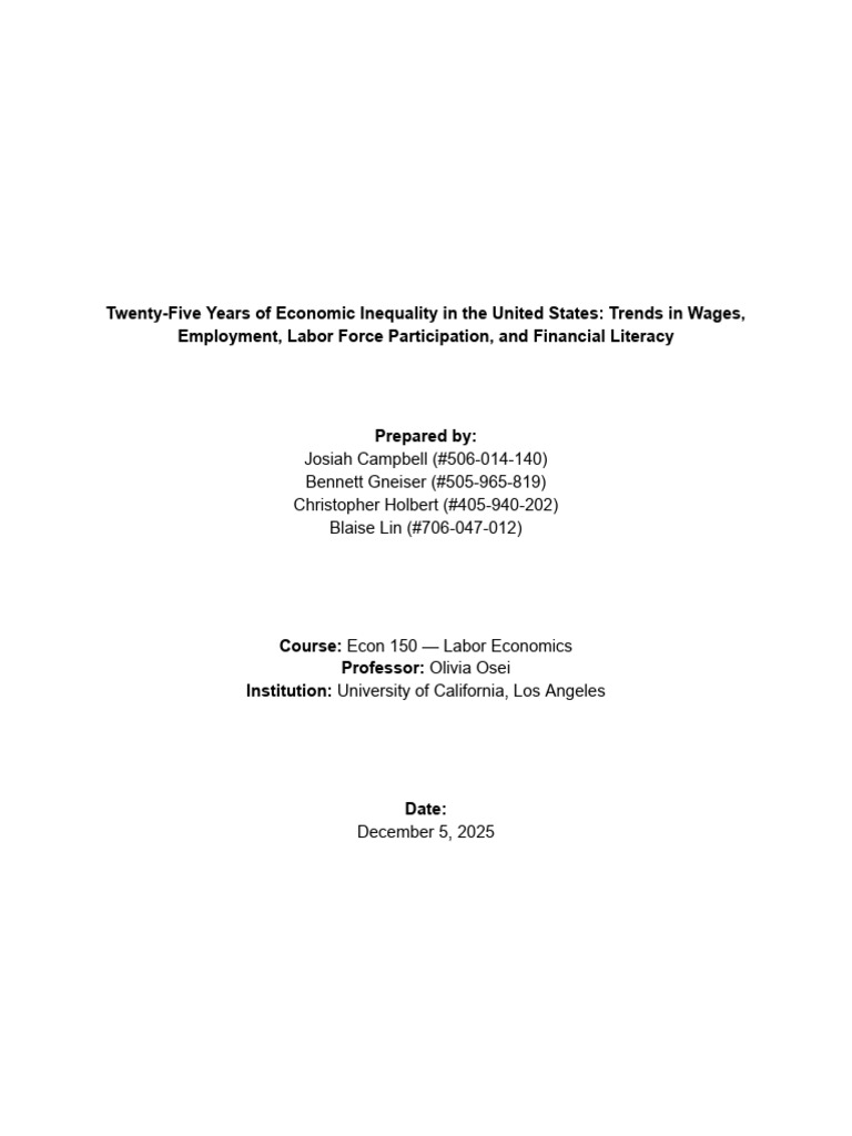 Twenty-Five Years of Economic Inequality in the United States: Trends ...